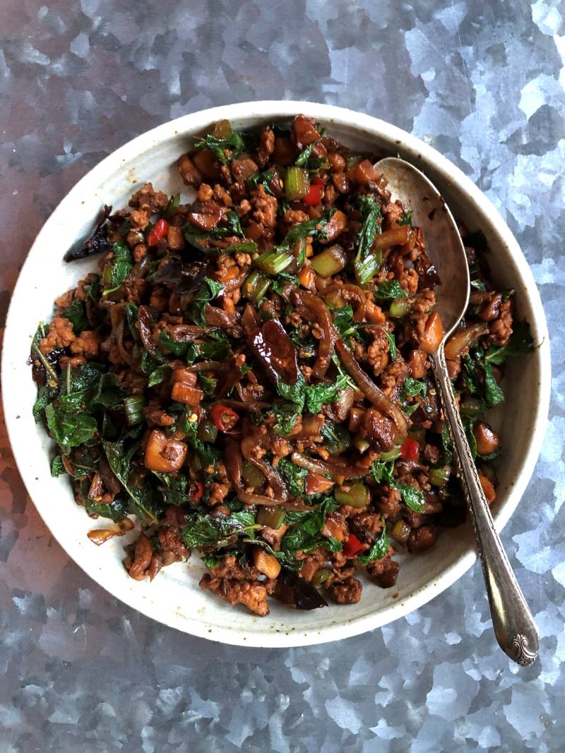 Thai-Style Chicken, Mushroom and Basil (or Mint) + a video - Viet World ...