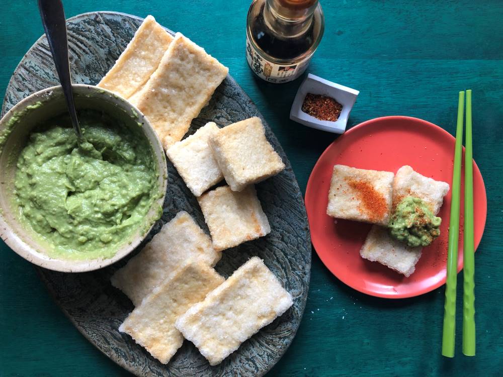Fried Tofu with Wasabi Guacamole Recipe - Viet World Kitchen