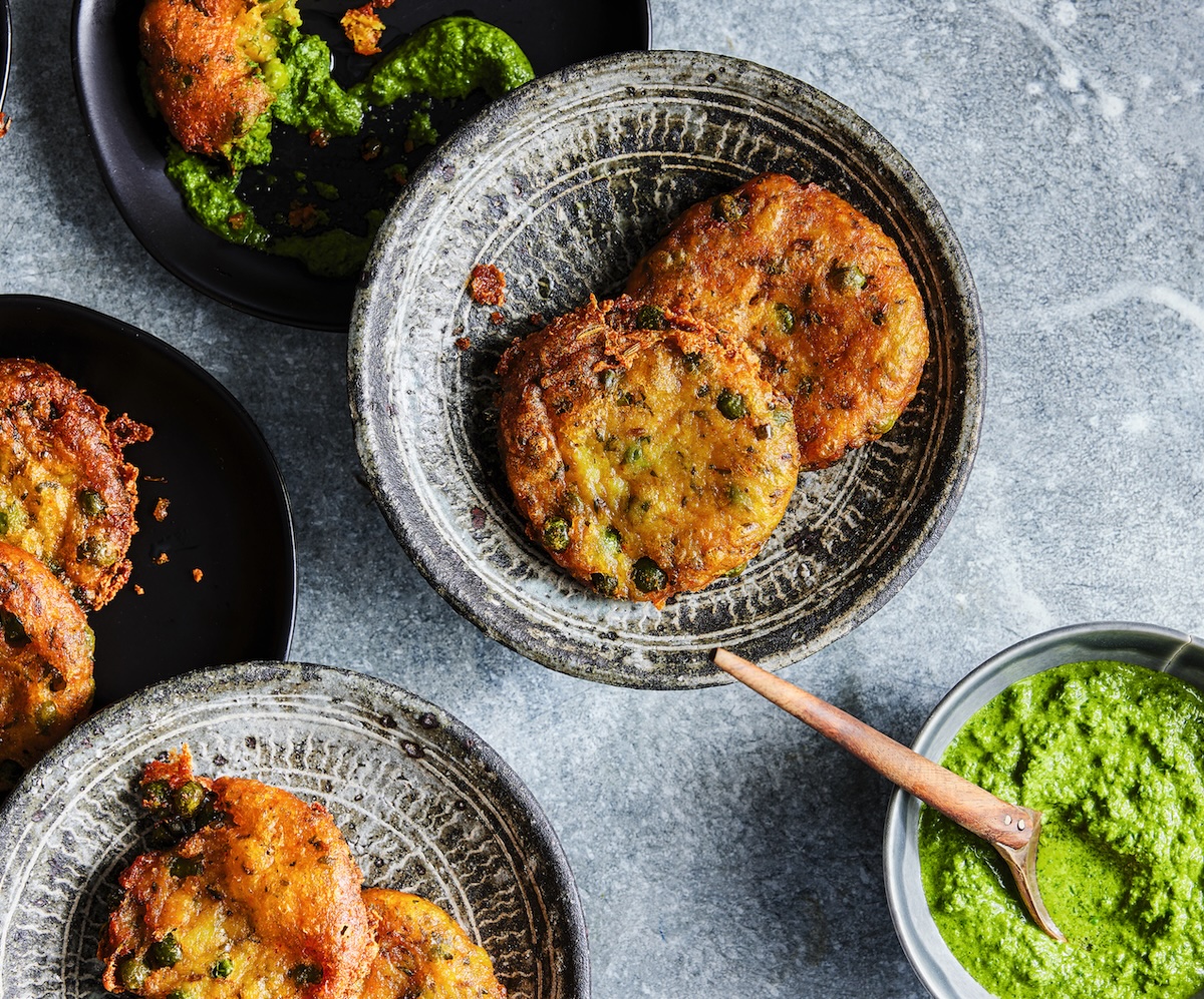 Aloo Matar Tikki and Cilantro Mint Chutney - Viet World Kitchen